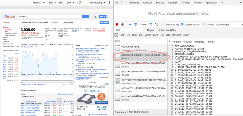 Real Time Google Finance API 